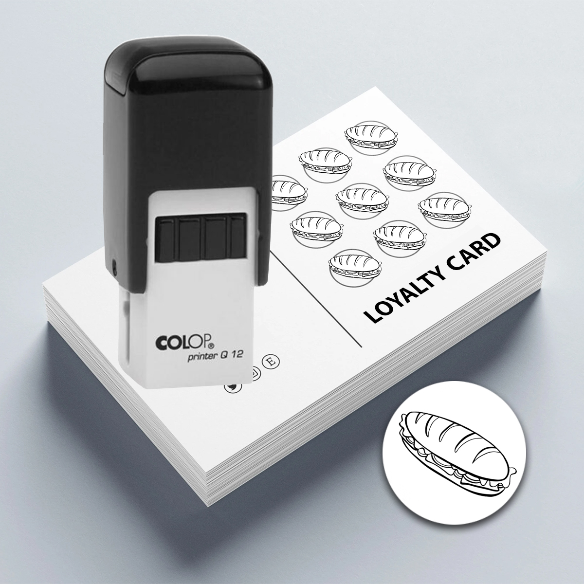Loyalty Card Stamp - Sandwich - Colop Printer 12 Self-Inking Stamp ...
